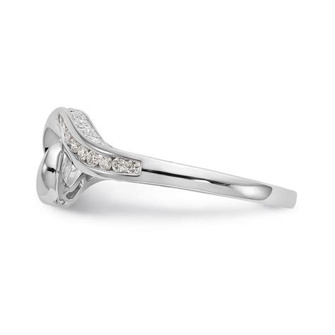 14k White Gold Peg Set Simulated Diamond By Pass Engagement Ring By