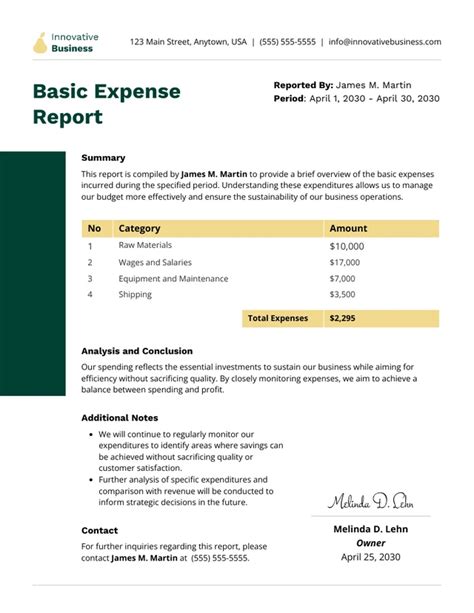 Basic Expense Report Template Venngage