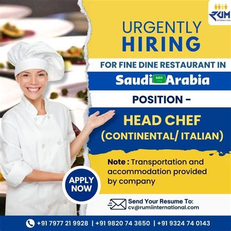 Alsaba Shaikh On Linkedin Join Our Culinary Team In Saudi Arabia