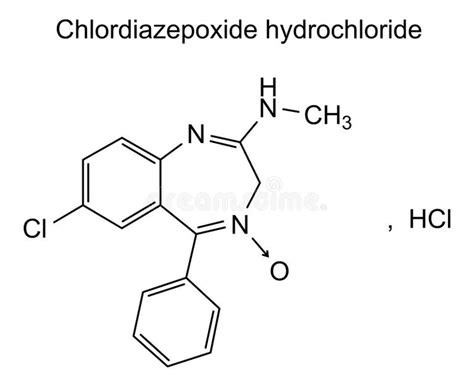 Chemical Structure Of Chlordiazepoxide Hydrochloride Drug Substance Stock Illustration