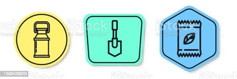 세트 라인 우유 삽 및 특정 식물의 씨앗으로 가득 찬 팩을 용기 수 있습니다 컬러 셰이프입니다 벡터 가방에 대한 스톡 벡터 아트 및 기타 이미지 Istock