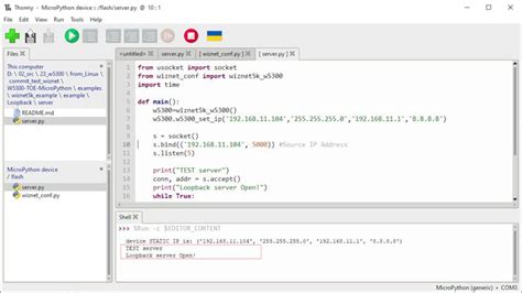 Wiznet W5300 Toe Loopback Server Micropython