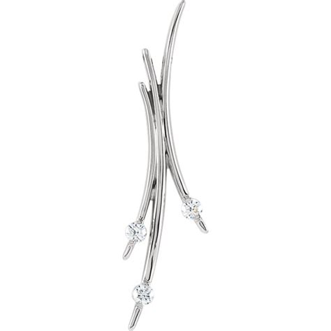 14k White 12 Ct Wt Diamond 3 Stone Freeform Pendant