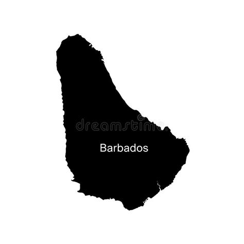 Barbados Island Map Silhouette Vector Illustration Isolated On White Background Stylized
