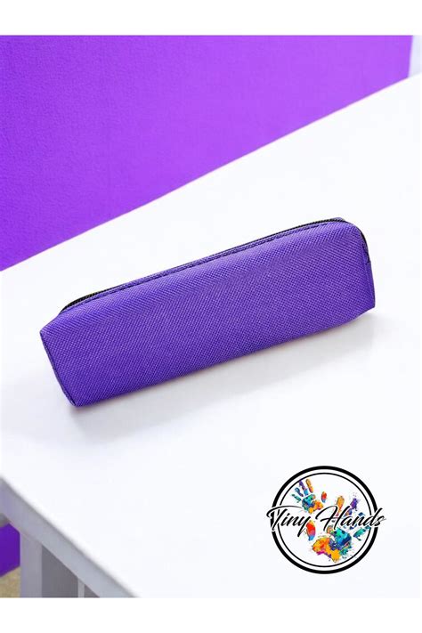 Tiny Hands Kumaş Mor Renk Tek Bölmeli Kalemlik Mor Renk Kumaş Kalemlik Tek Gözlü Kalemlik Mor