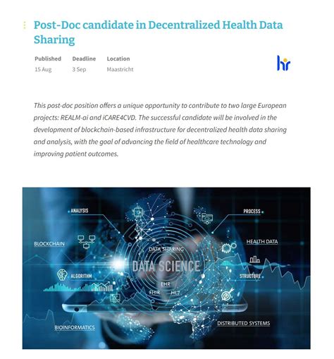 Umdatascience Datascience Vacancy Ehealth Datasharing Blockchain