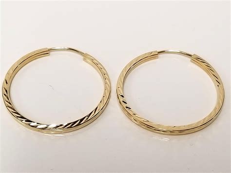 1 25mm Estate New 14k Yellow Gold Medium 15mm Diamond Cut Square Tube