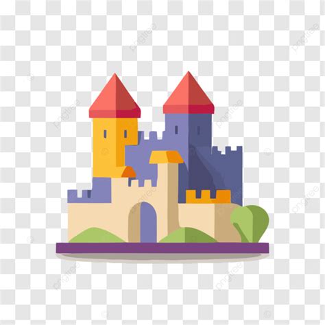 회색 배경에 단순한 화려한 성 벡터 흰색 배경에 있는 카스텔의 단순한 다채로운 아이콘 그림자 없음 작은 프레임 중앙 Png 일러스트 및 벡터 에 대한 무료 다운로드