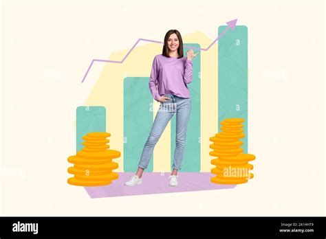 Creative Photo 3d Collage Poster Postcard Sketch Of Young Lady Girl Successful Office Worker