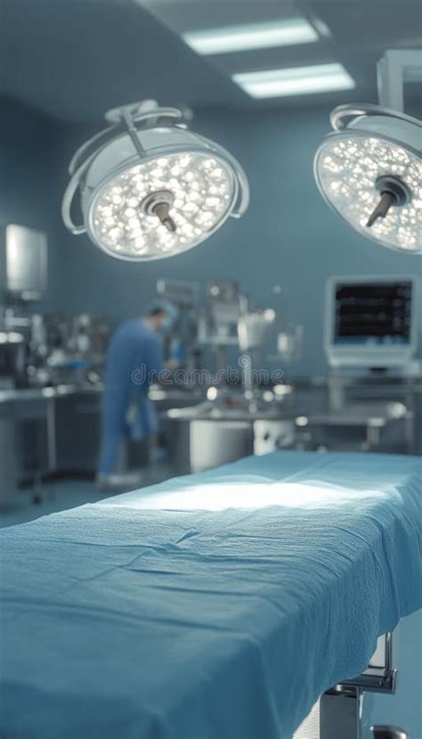 Empty Operating Room, Surgical Lights on, Medical Equipment, Blue Color Grading, Ready for ...