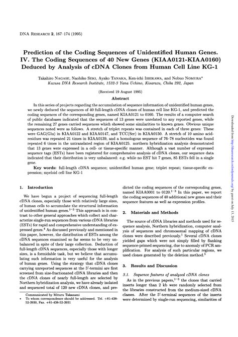 pdf prediction of the coding sequences of unidentified human genes