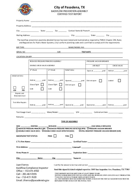Backflow Preventer Certification Fill Out And Sign Online Dochub