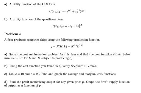 Solved A Consumer Has A Utility Function Of The Cobb Douglas