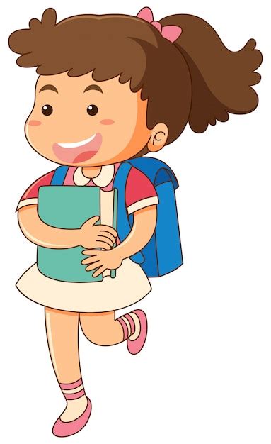 Girl With Backpack Clip Art