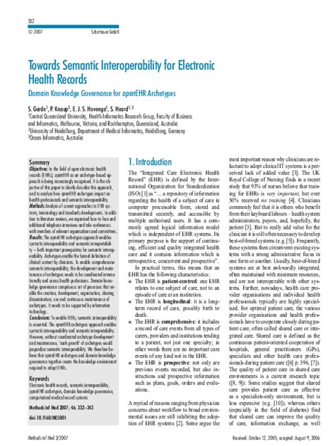 Pdf Towards Semantic Interoperability For Electronic Health Records