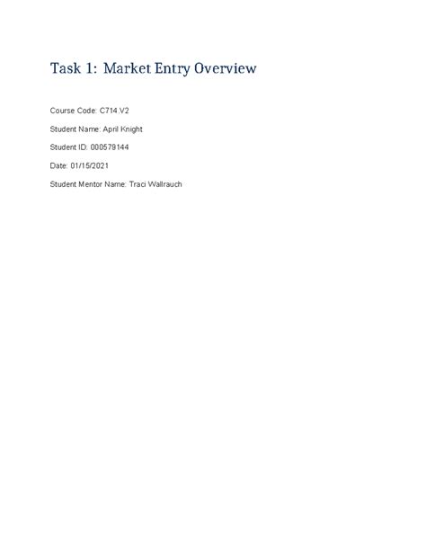 business strategy nnm1 task1 task 1 market entry overview course
