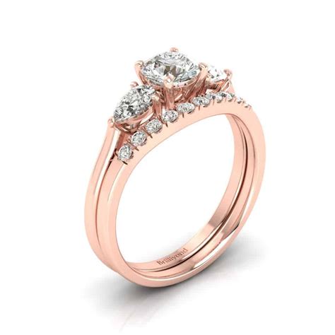 Rose Gold Bridal Set Layla With A Round Cut Diamond Gemstone