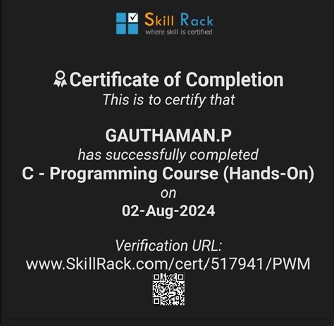 Gauthamanp Cse On Linkedin Cprogramming Skillrack Certificate Programmingskills