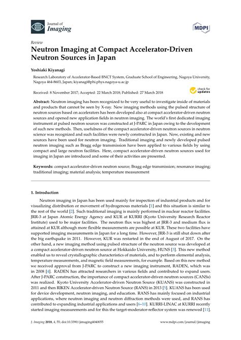 Pdf Neutron Imaging At Compact Accelerator Driven Neutron Sources In Japan