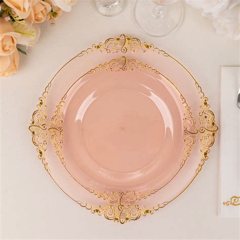 Balsacircle 10 Elegant Gold Embossed Baroque Trim Disposable Plastic