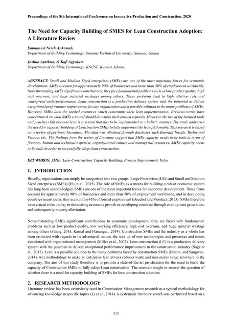 Pdf The Need For Capacity Building Of Smes For Lean Construction Adoption A Literature Review