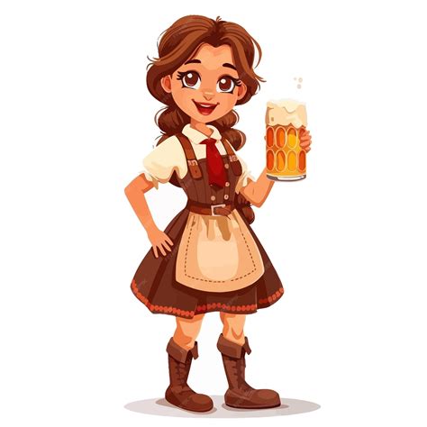A Cartoon Of A Girl Holding A Beer Mug With A Beer In It Premium Ai