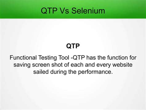 Qtp Vs Selenium Process Ppt