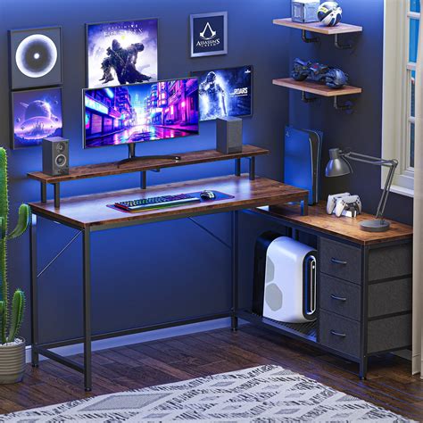 Free Shipping L Shaped Desk Gaming Desk With Drawers Led Computer