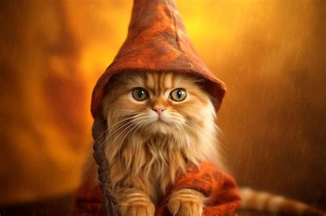 Premium Ai Image Cute Wizard Cat