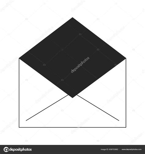 Open Envelope Black Flat Monochrome Isolated Vector Object Envelope Design Stock Vector By