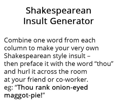 The Shakespearean Insult Generator 2 Pics