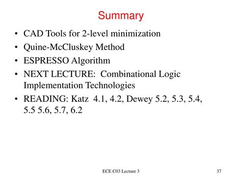 Ppt Lecture 3 Two Level Logic Minimization Algorithms Powerpoint