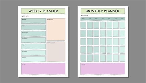 Premium Vector Weekly Planner And Monthly Planner Template Vector