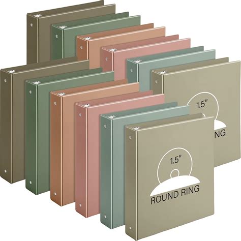 Ctosree 12 Pcs Heavy Duty Plastic 3 Ring Binder With 2 Pockets Multicolor Hardcover