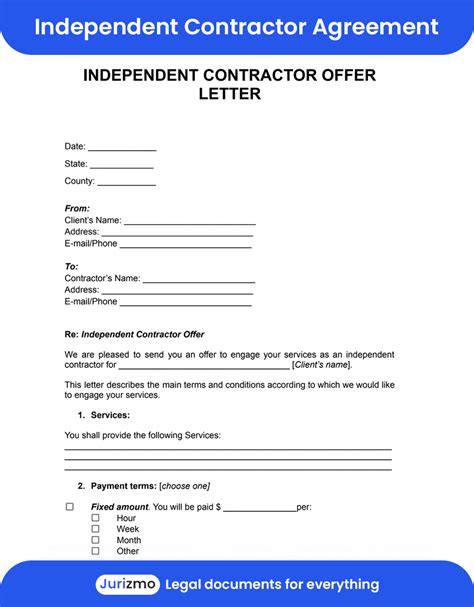 Free Independent Contractor Offer Letter Template Pdf Word Jurizmo
