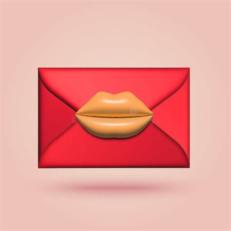 3d Mail Envelope Letter With Woman Lips Vector Stock Vector