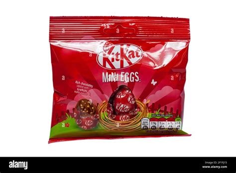 Packet Of Kitkat Mini Eggs Kit Kat Mini Eggs Isolated On White Background Ready For Easter