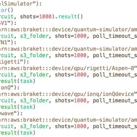 Fragment Of The Amazon Braket Code To Invoke The Shors Algorithm In
