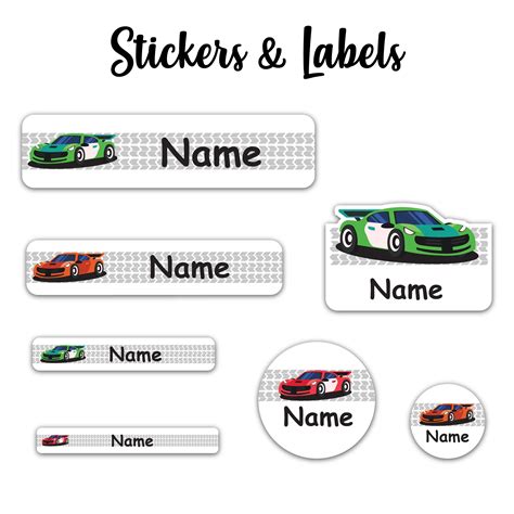 Race Car Value Pack Of 107 Custom Labels Stickers Personalised