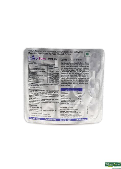 Buy Ezorb Fem 15 Tablets Online At Best Prices Wellness Forever