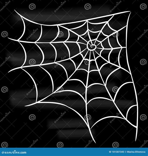 Halloween White Spider Web On Black Background Stock Vector