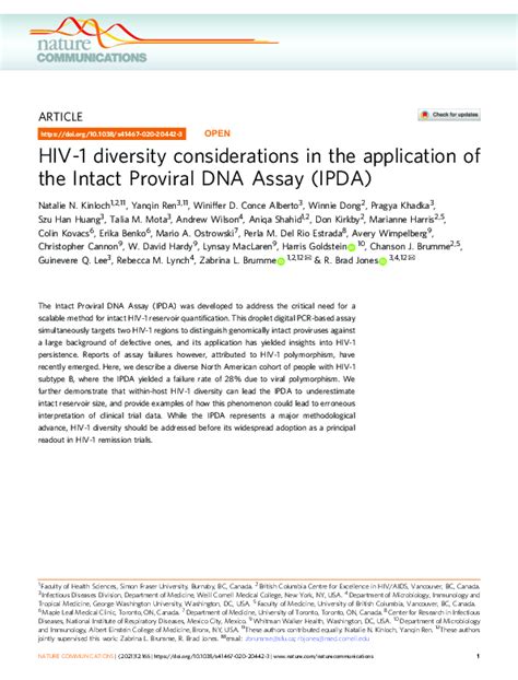Pdf Hiv 1 Diversity Considerations In The Application Of The Intact