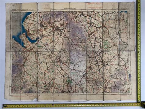 Original Ww2 British Army Raf Map Showing Raf Bases Midlands North