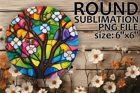 Colorful Tree Stained Glass Round Graphic By Svgyeahyouknowme