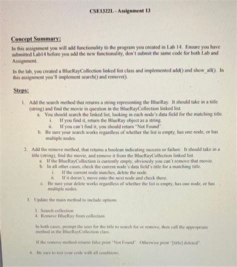 Cse1322l Assignment 13 Concept Summary In This