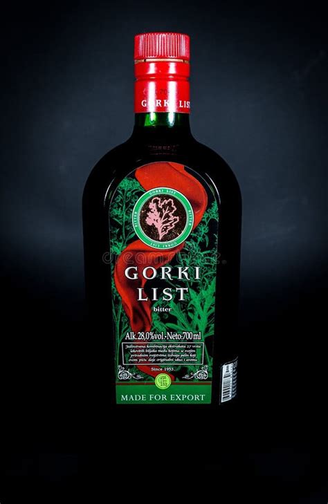 Bottle Of Gorki List Bitter Editorial Stock Image Image Of Label