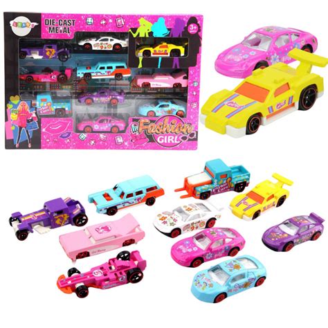 Set Of Pink Cars For Girls 10pcs Toys Cars Zestawy
