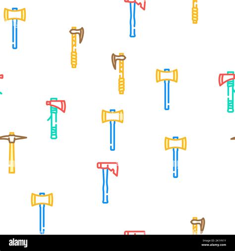 Axe Hatchet Wood Blade Tool Vector Seamless Pattern Stock Vector Image