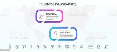 인포그래픽 사각형은 2단계 아이콘으로 얽매입니다 다이어그램 비즈니스 웹 배너 워크플로 레이아웃에 사용되는 벡터 템플릿 0명에 대한 스톡 벡터 아트 및 기타 이미지 Istock