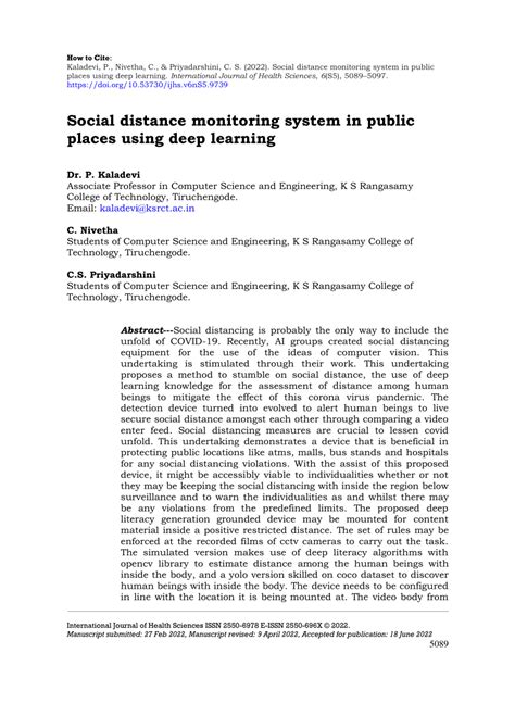 Pdf Social Distance Monitoring System In Public Places Using Deep